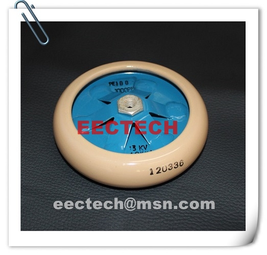 Ceramic disc capacitor PE100, 1000PF, 13KVDC, 40KVA