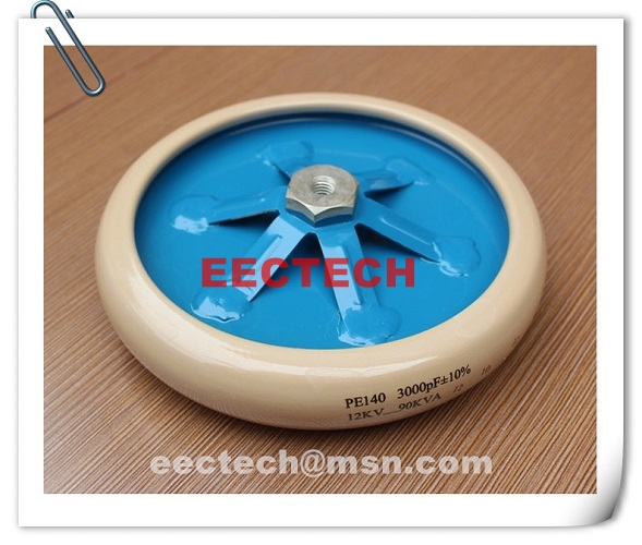Ceramic disc capacitor PE140, 3000PF, 12KVDC, 90KVA