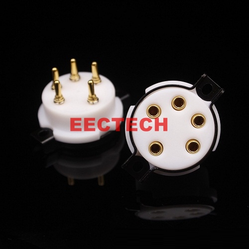 Teflon 5-pin gold-plated socket, WE311,56, 807, FU-7, WE272A, FD422 ...