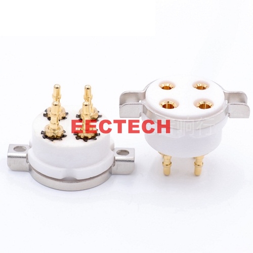 GZC4-T-G,4-pin tube socket, 4-pin tube socket, gold-plated copper pin